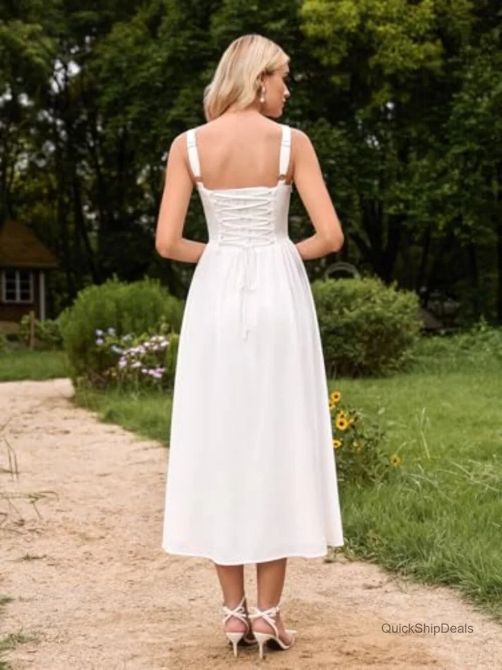 Dresses | Floral Corset Midi Dress With Pockets Flowy Lace Up | Poshmark
